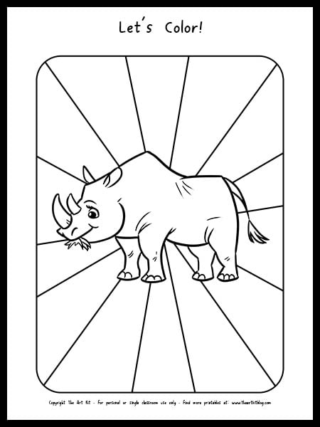 Rhino Coloring Page - FREE Printable! - The Art Kit