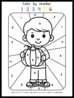 Boy Holding Pumpkin Color by Number Coloring Page {FREE Printable ...