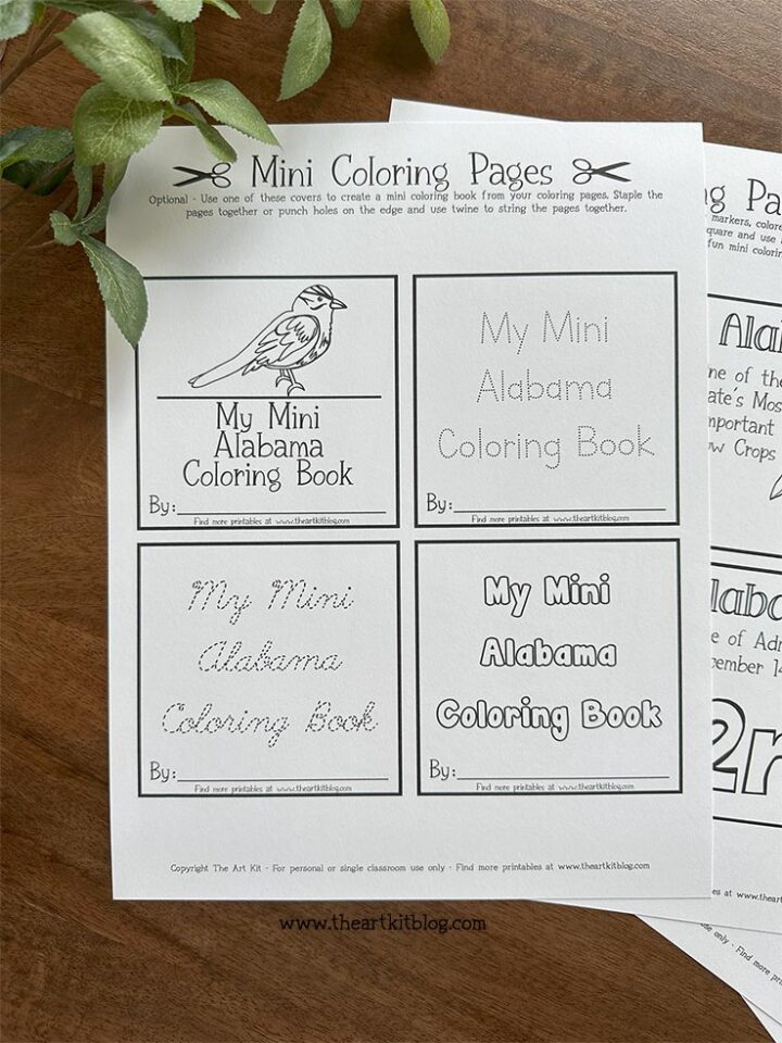 Mini Alabama Coloring Pages {FREE Printable!} - The Art Kit