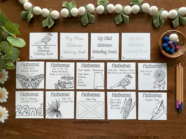 Mini Alabama Coloring Pages {FREE Printable!} - The Art Kit