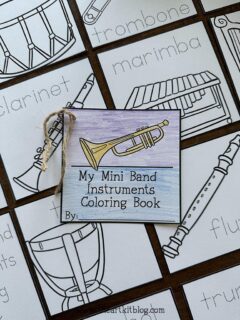 FREE Printable Band Instruments Mini Coloring Pages - The Art Kit