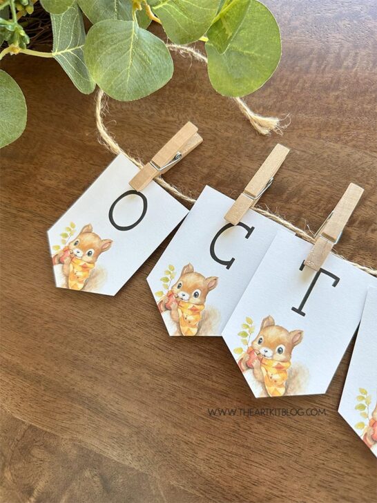 Cute October Banner with Squirrel! {FREE PRINTABLE!} - The Art Kit