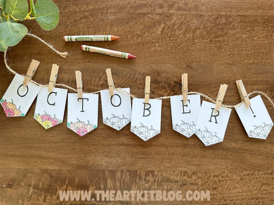 Cute October Banner Coloring Page with Pumpkins! {FREE PRINTABLE ...