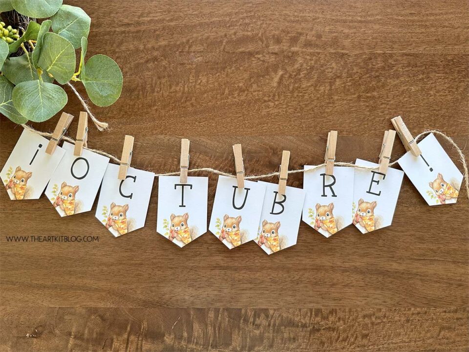 Cute October Banner with Squirrel! {FREE PRINTABLE!} - The Art Kit