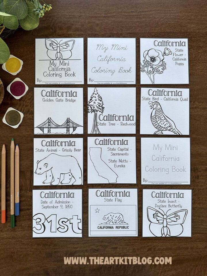 Mini California Coloring Pages {FREE Printable!} - The Art Kit