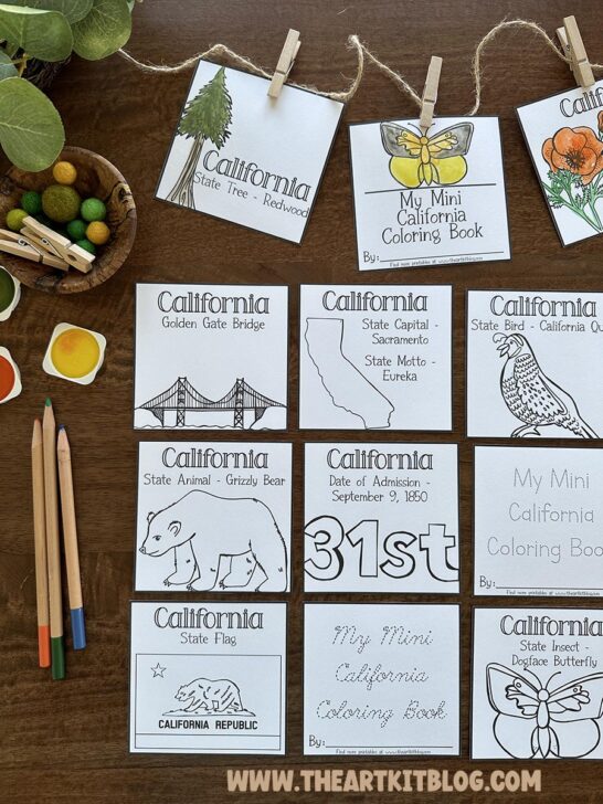 Mini California Coloring Pages {FREE Printable!} - The Art Kit