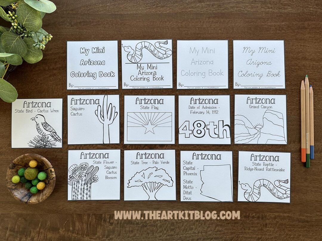 Mini Arizona Coloring Pages {FREE Printable!} - The Art Kit