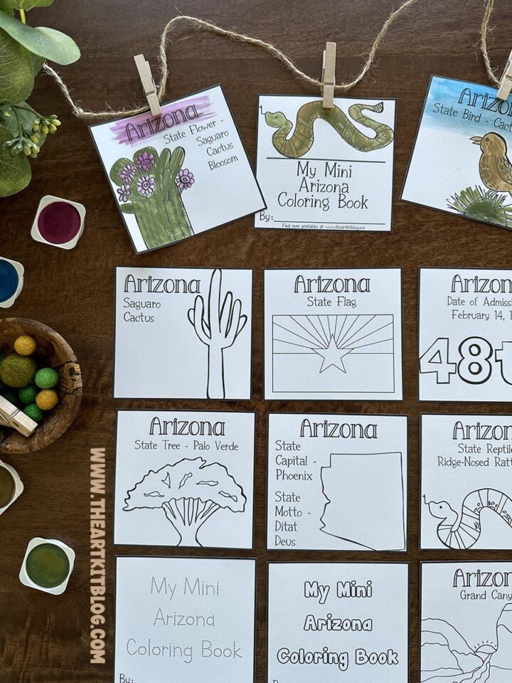 Mini Arizona Coloring Pages {FREE Printable!} - The Art Kit