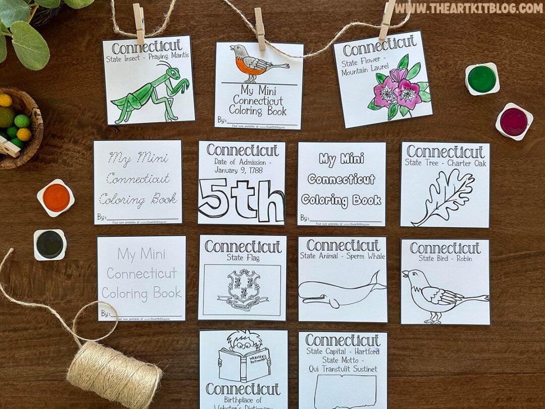 Mini Connecticut Coloring Pages {FREE Printables!} - The Art Kit