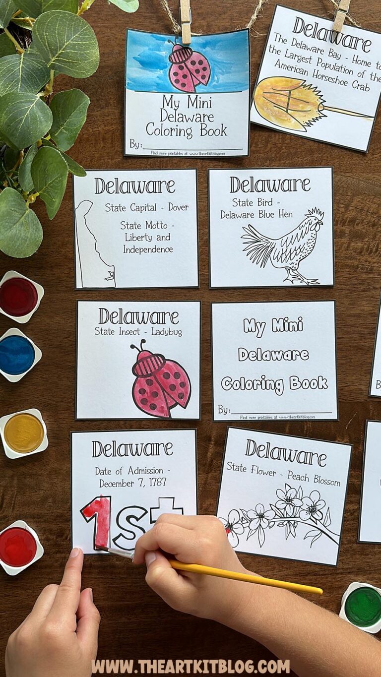 Mini Delaware Coloring Pages {FREE Printables!} - The Art Kit