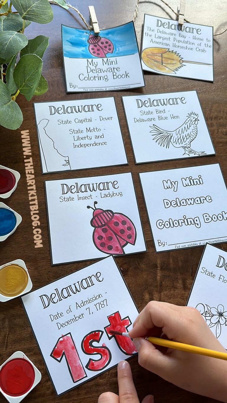 Mini Delaware Coloring Pages {FREE Printables!} - The Art Kit