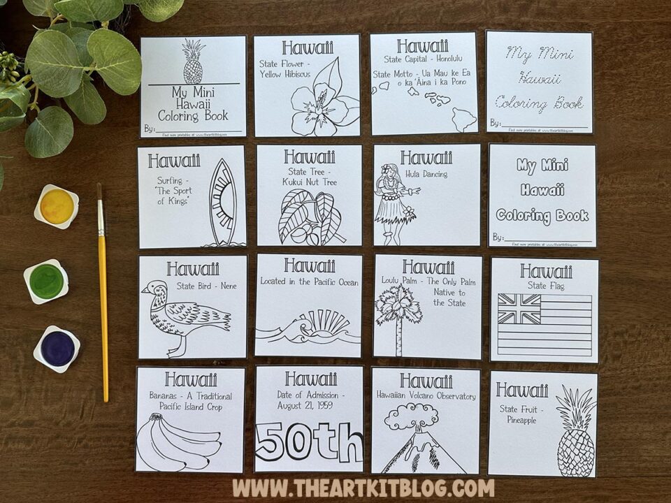 Mini Hawaii Coloring Pages {FREE Printables!} - The Art Kit