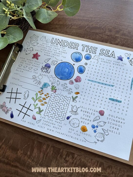 Under the Sea Ocean Placemat Activity Sheet for Kids {FREE PRINTABLE ...