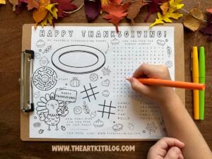 Free Printable Thanksgiving Placemat Activity Sheet for Kids - The Art Kit