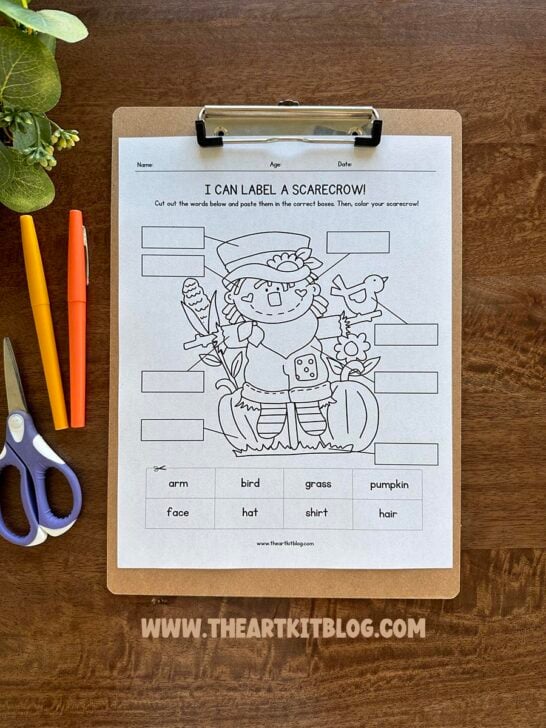 label a scarecrow printable worksheet_the art kit - The Art Kit