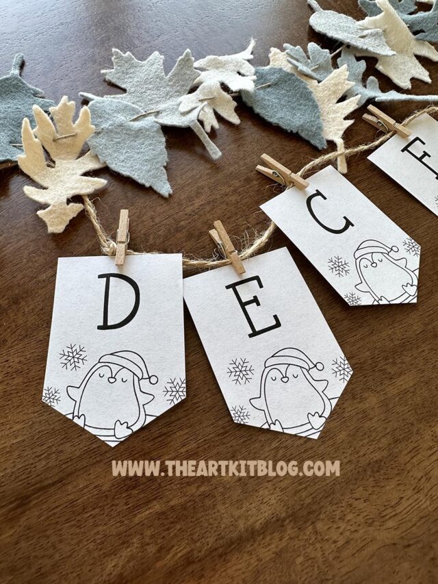 Color Your Own December Banner - FREE Printable! - The Art Kit