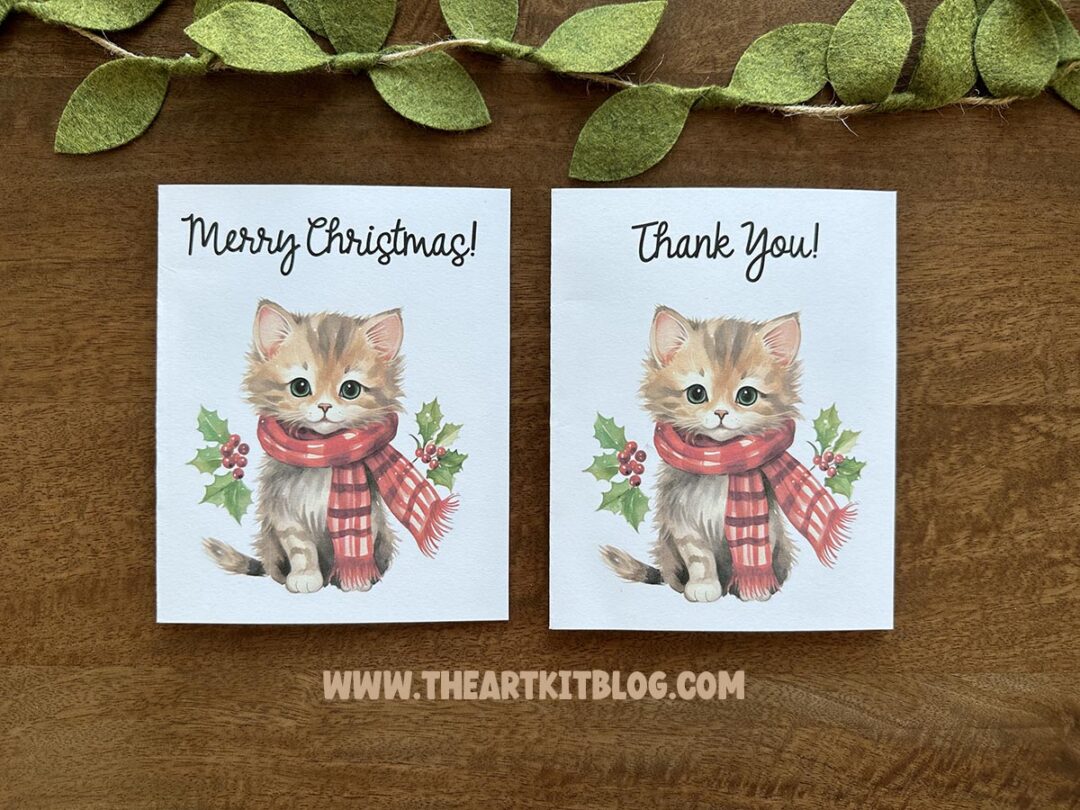 Christmas Cat Merry Christmas + Thank You Greeting Cards - FREE ...