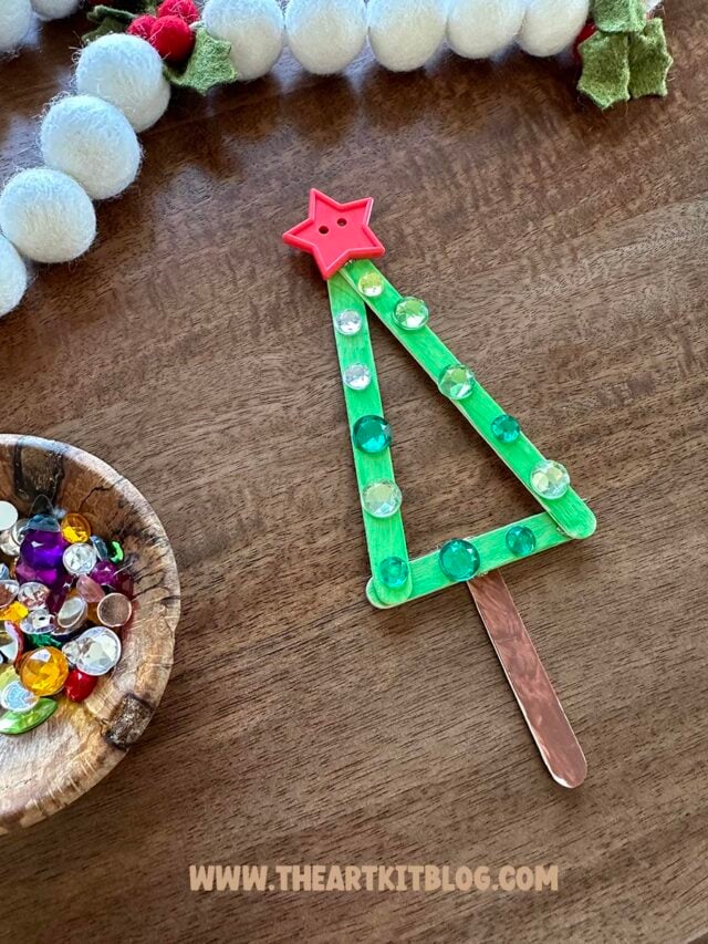Popsicle Stick Christmas Tree Craft for Kids - The Art Kit