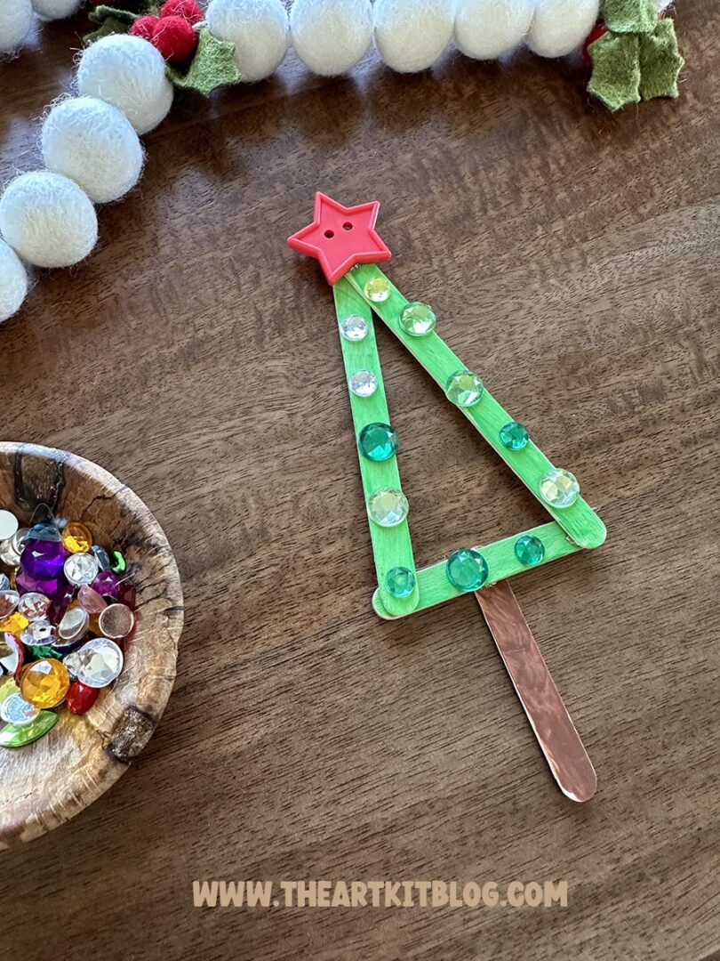 Popsicle Stick Christmas Tree Craft for Kids - The Art Kit
