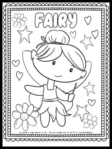 Cute Fairy Girl Coloring Page - Free Printable - The Art Kit