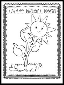 FREE Printable! Happy Earth Day Plants Coloring Page - The Art Kit