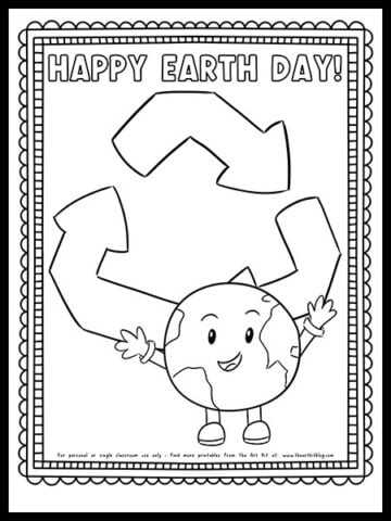 FREE Printable! Happy Earth Day Coloring Page with Globe - The Art Kit