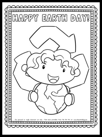 FREE Printable! Happy Earth Day Kid Coloring Page - The Art Kit