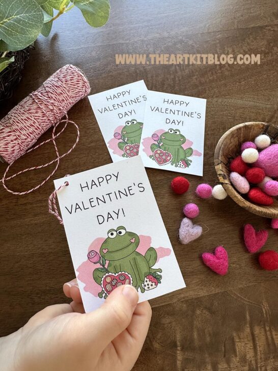 Happy Valentine's Day Printable Gift Tags - Frogs with Chocolates ...