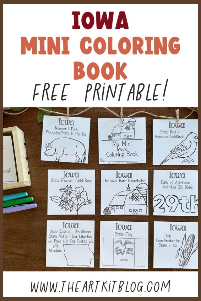 Mini Iowa Coloring Pages for the 50 States {FREE Printables!} - The Art Kit