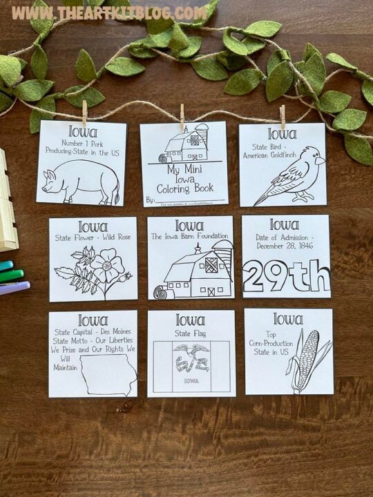 Mini Iowa Coloring Pages for the 50 States {FREE Printables!} - The Art Kit