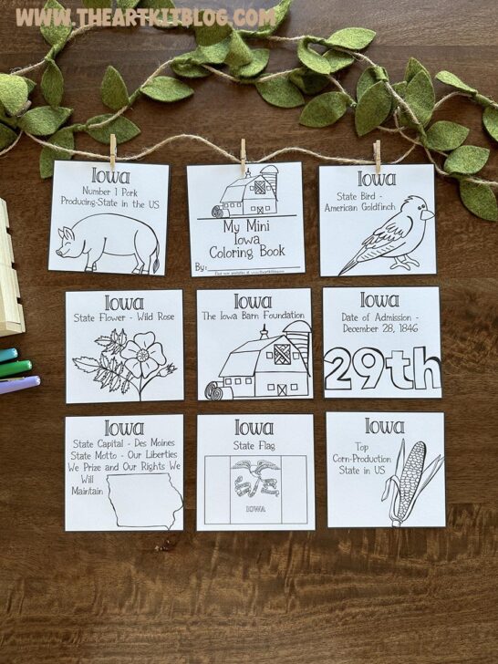 Mini Iowa Coloring Pages for the 50 States {FREE Printables!} - The Art Kit