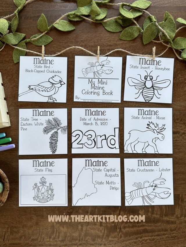 Mini Maine Coloring Pages {FREE Printable!} - The Art Kit
