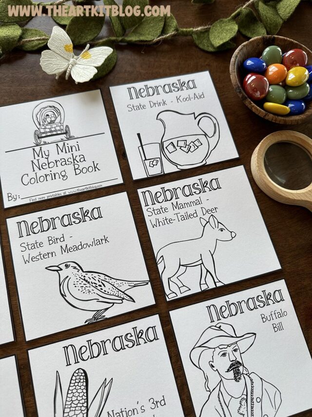 Mini Nebraska Coloring Pages USA 50 States {FREE Printable!} - The Art Kit