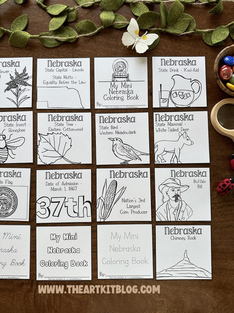 Mini Nebraska Coloring Pages USA 50 States {FREE Printable!} - The Art Kit