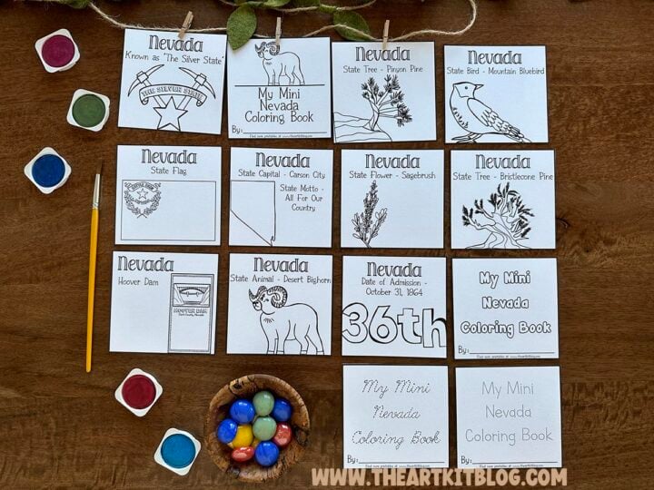 Mini Nevada Coloring Pages USA 50 States {FREE Printable!} - The Art Kit