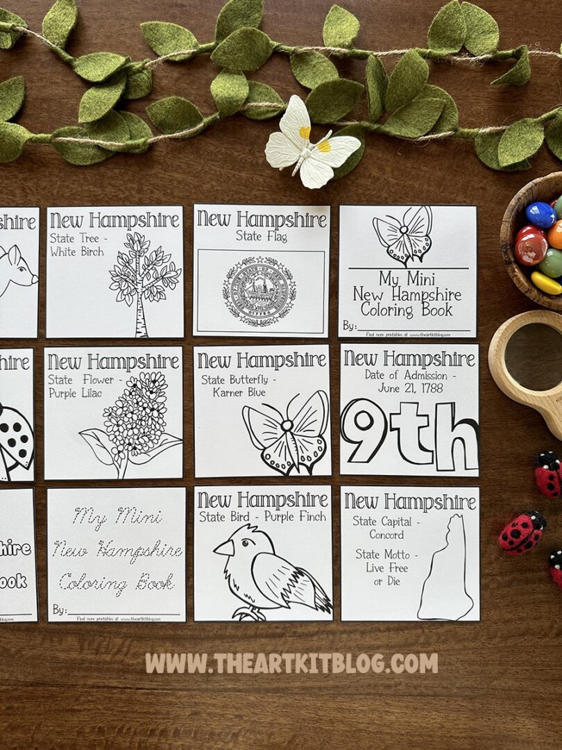 Mini New Hampshire Coloring Pages USA 50 States {FREE Printable!} - The ...