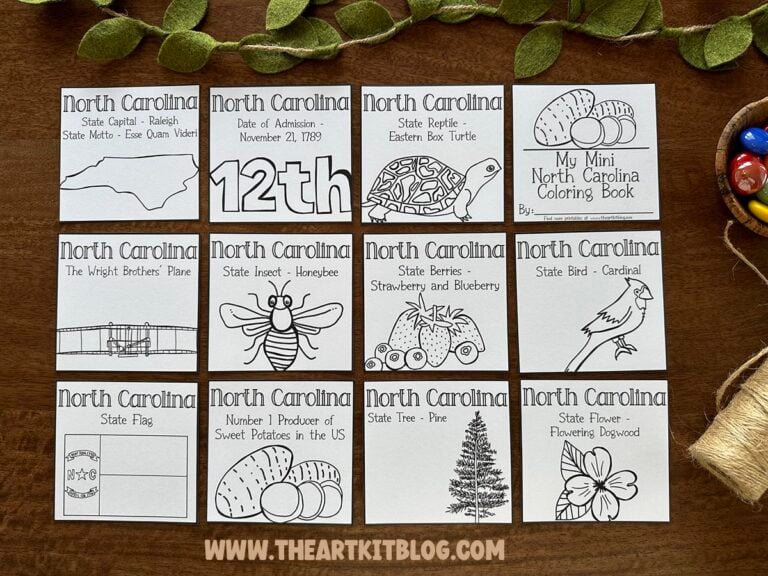 Mini North Carolina Coloring Pages USA 50 States {FREE Printable ...