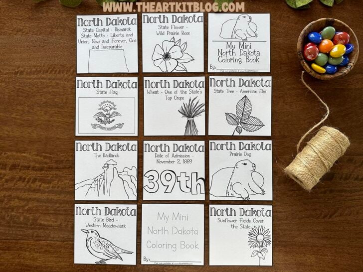 Mini North Dakota Coloring Pages USA 50 States {FREE Printable!} - The ...