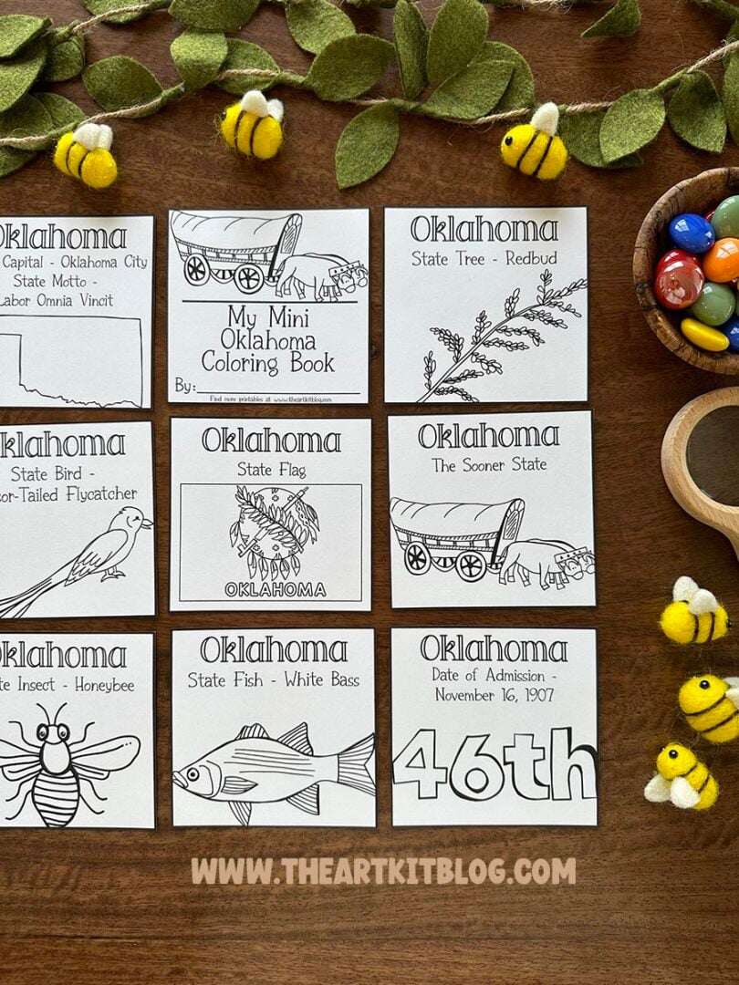 Mini Oklahoma Coloring Pages USA 50 States {FREE Printable!} - The Art Kit