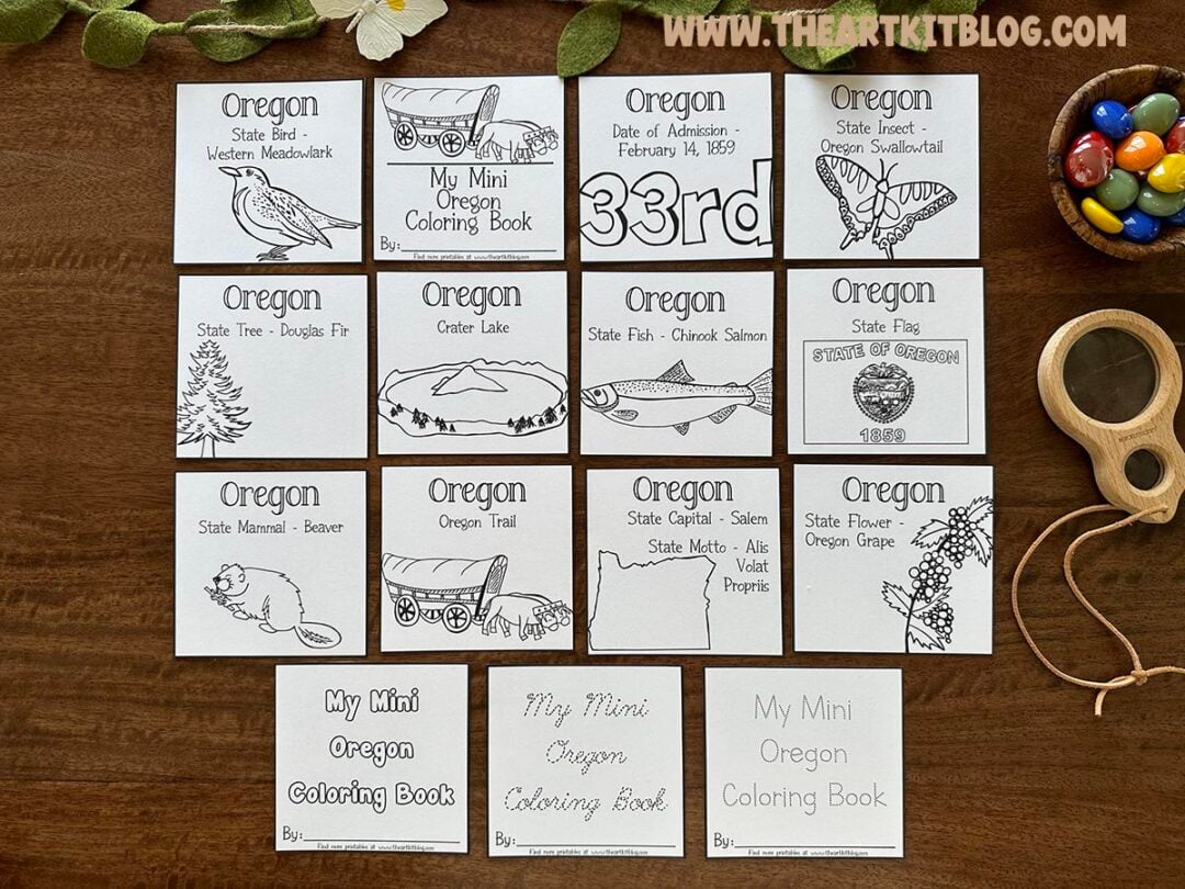 Mini Oregon Coloring Pages USA 50 States {FREE Printable!} - The Art Kit