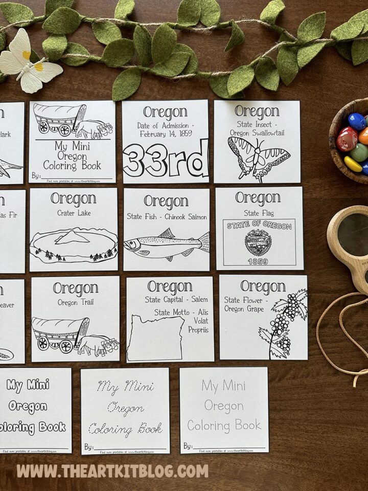 Mini Oregon Coloring Pages USA 50 States {FREE Printable!} - The Art Kit