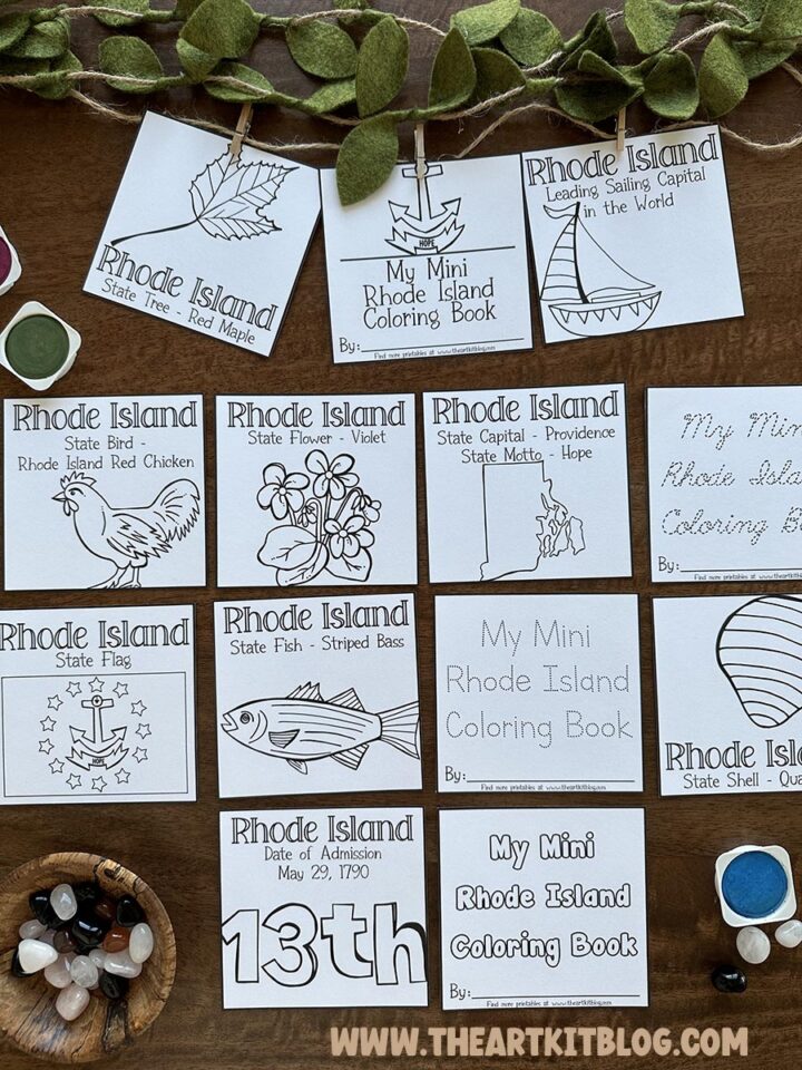 Mini Rhode Island Coloring Pages USA 50 States {FREE Printable!} - The ...