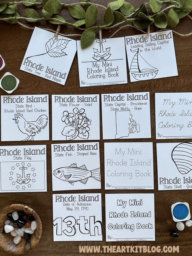 Mini Rhode Island Coloring Pages USA 50 States {FREE Printable!} - The ...