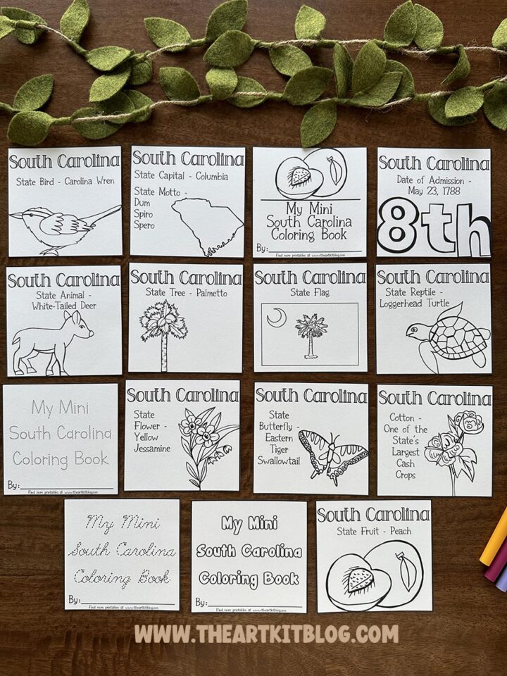 South Carolina Mini Coloring Pages USA 50 States {FREE Printable ...