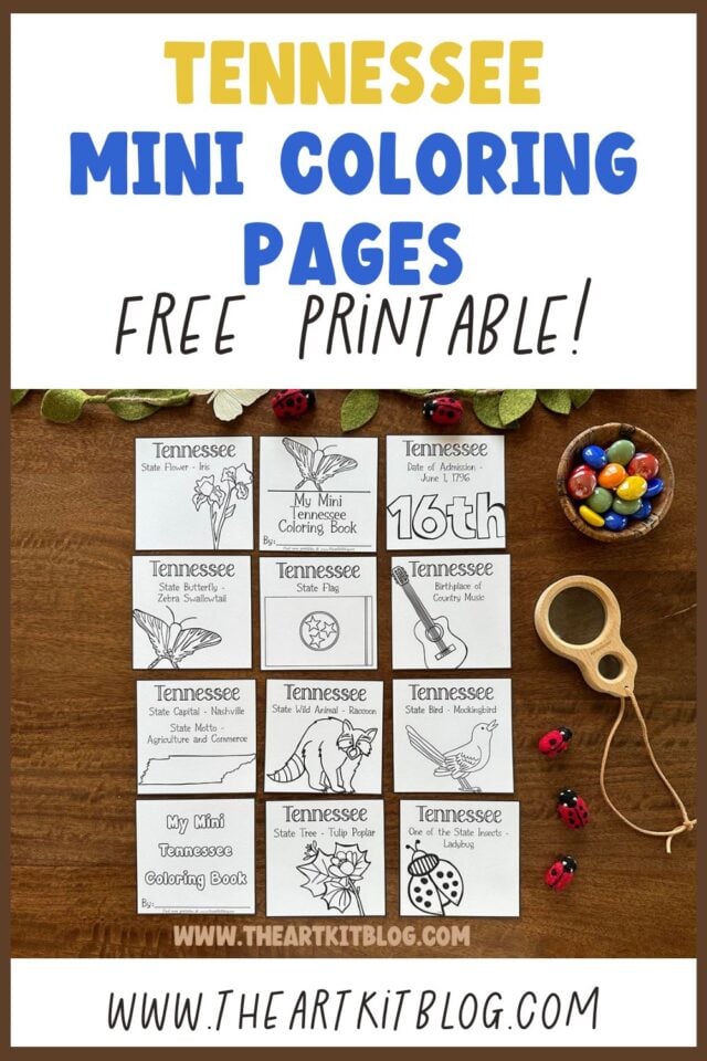 Tennessee Mini Coloring Pages USA 50 States {FREE Printable!} - The Art Kit