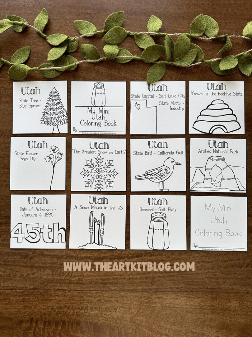 Utah Mini Coloring Pages USA 50 States {FREE Printable!} - The Art Kit