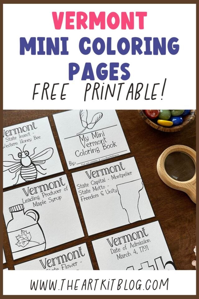 Vermont Mini Coloring Pages USA 50 States {FREE Printable!} - The Art Kit