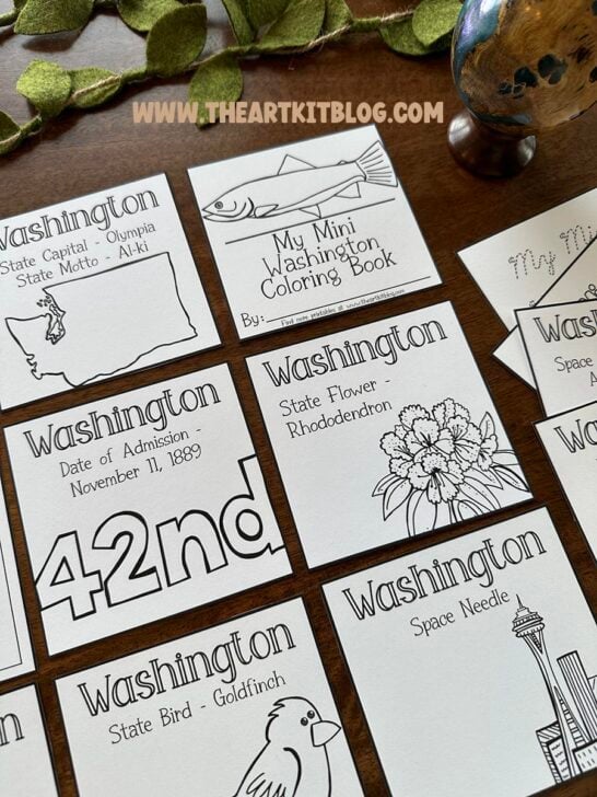 Washington Mini Coloring Pages USA 50 States {FREE Printable!} - The ...