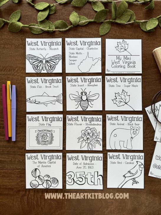 West Virginia Mini Coloring Pages USA 50 States {FREE Printable!} - The ...