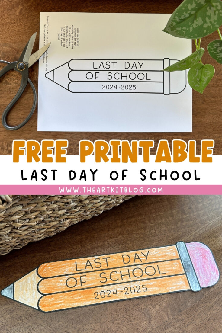 Last Day of School Sign Printable: Cute Pencil! - The Art Kit